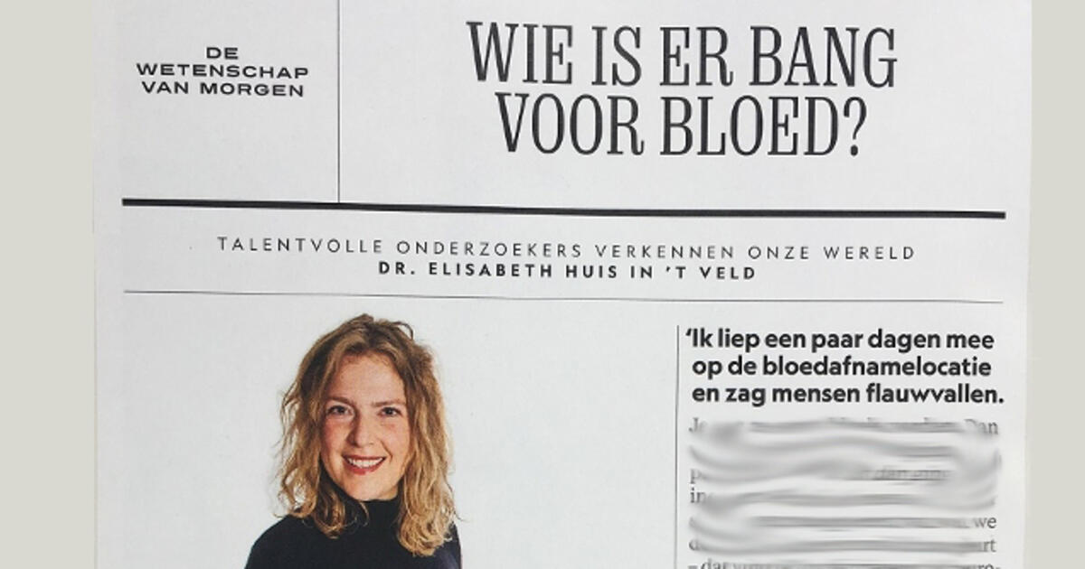 Elisabeth Huis in 't Veld in Dutch National Geographic | Sanquin